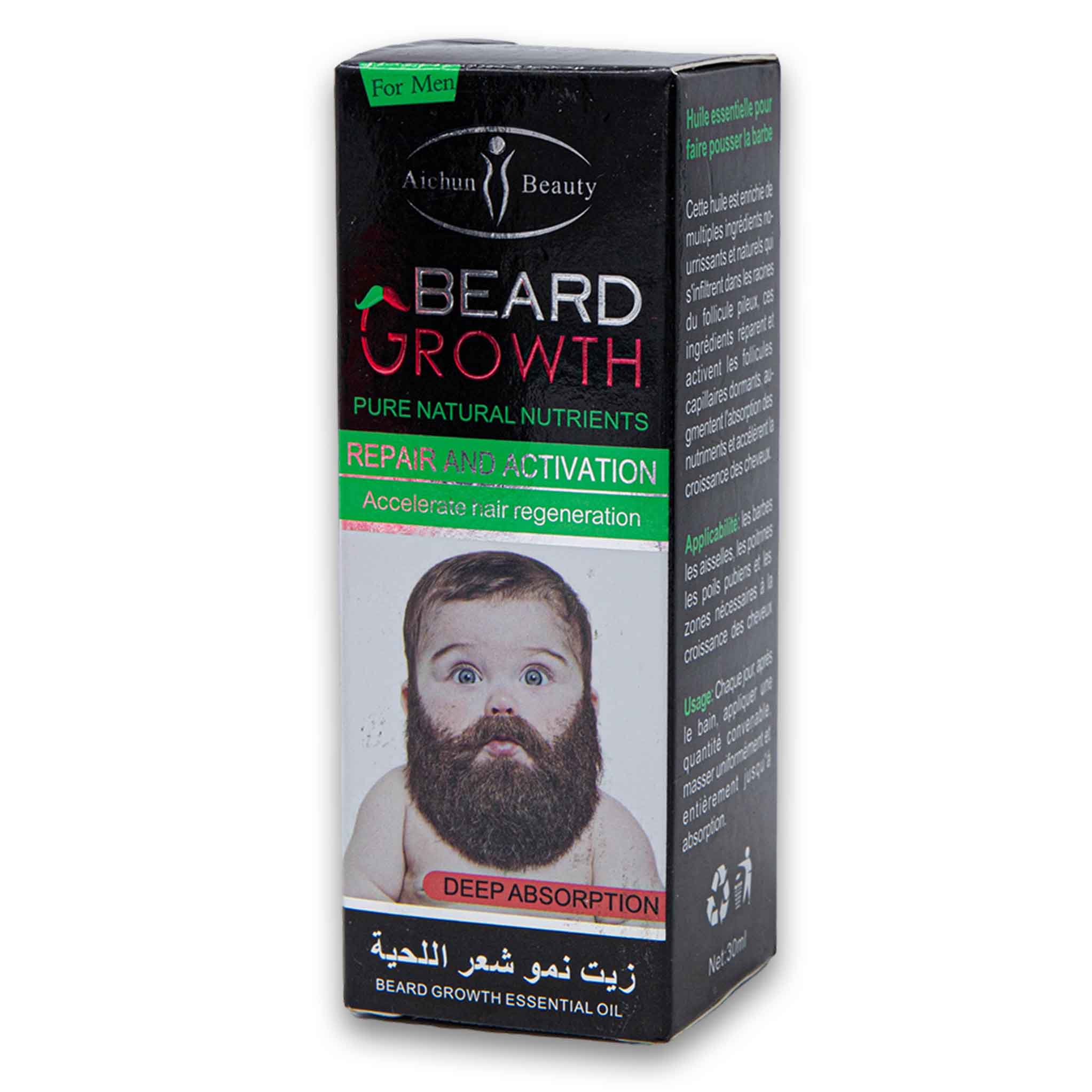 Beard Growth & Repair Oil 30ml - Natural Hair Regeneration | Aichun ...