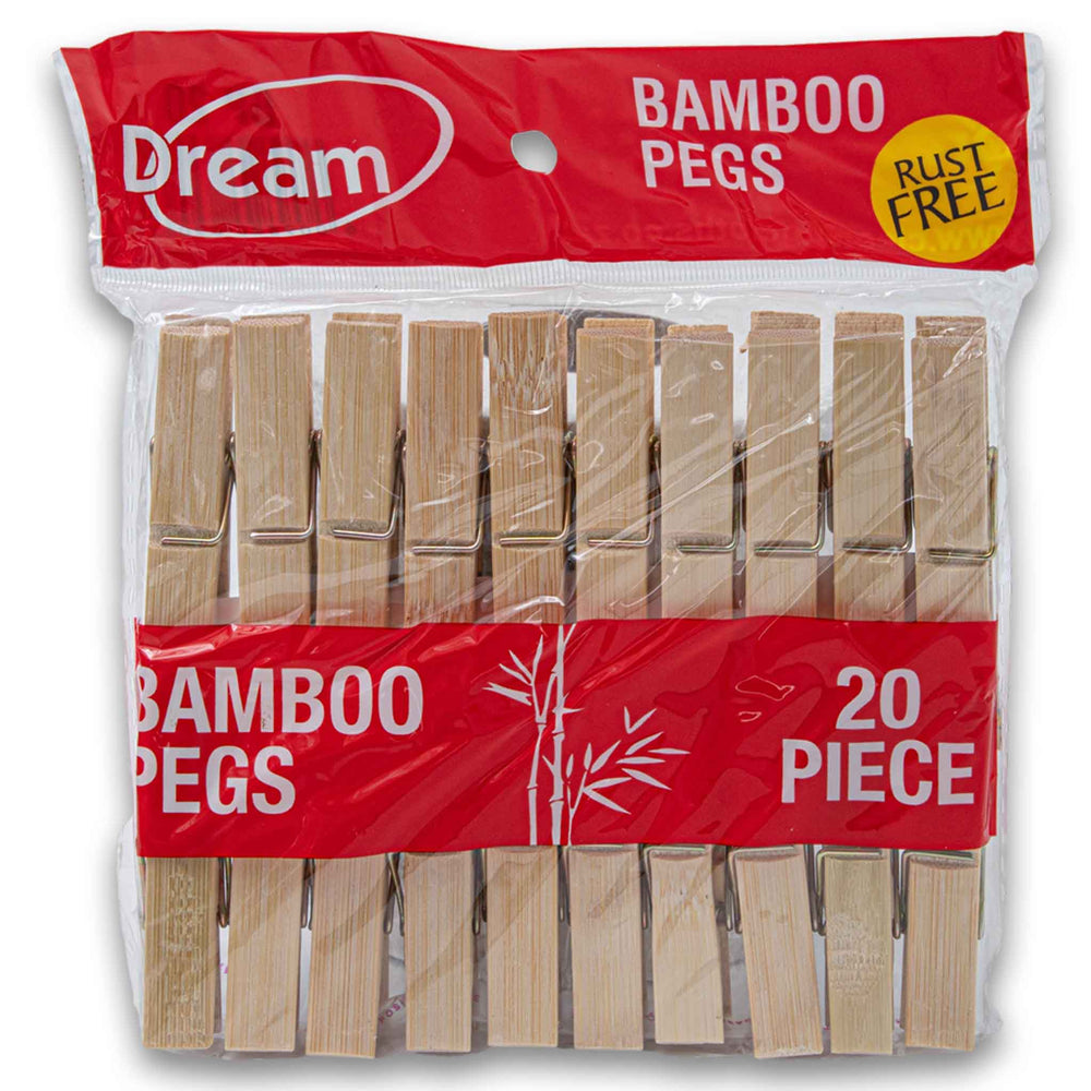 Bamboo Pegs Rust Free 20 Pack - Durable & Eco-Friendly | Dream Textiles ...