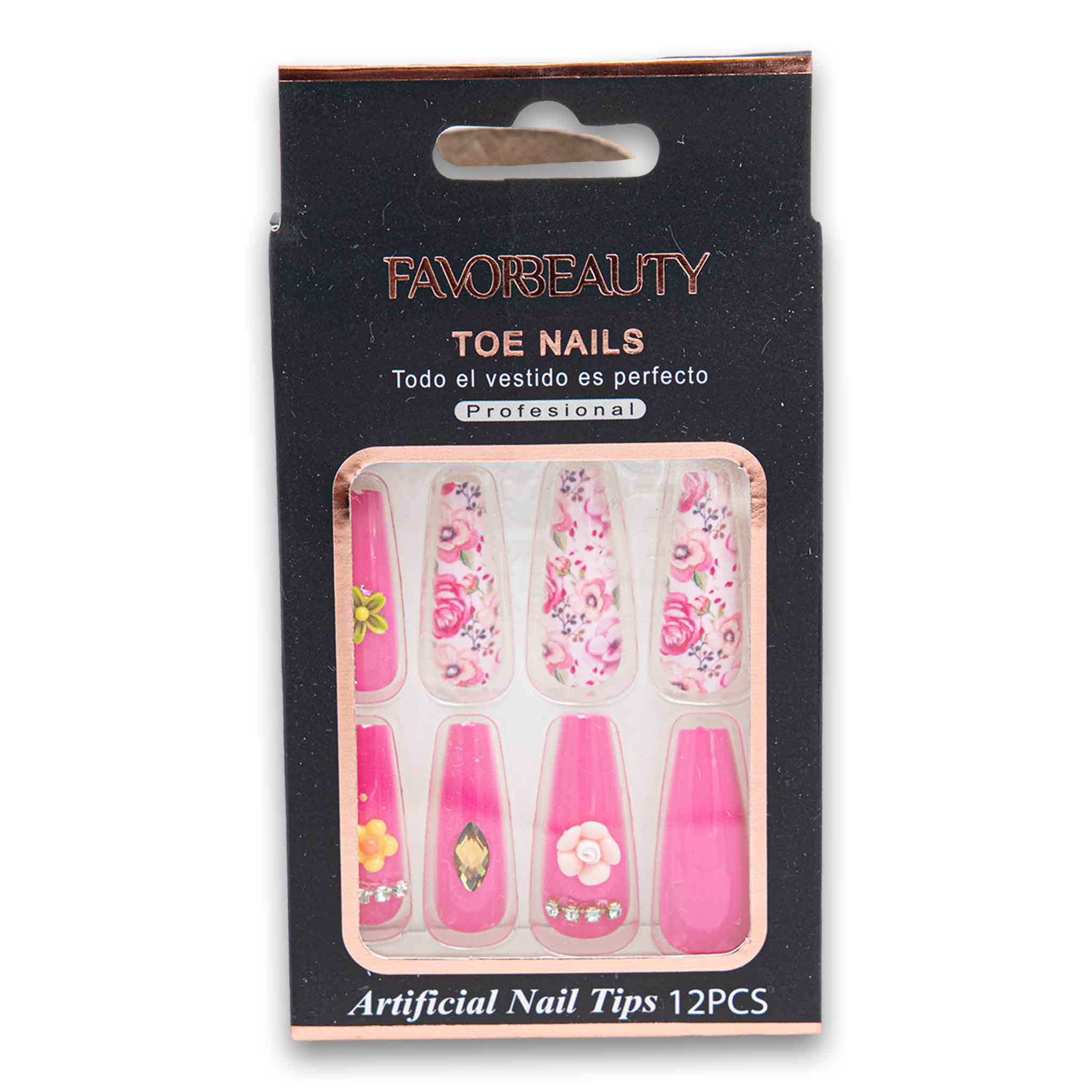Artificial Toe Nail Tips 12 Piece - Assorted Colors | Favor Beauty ...