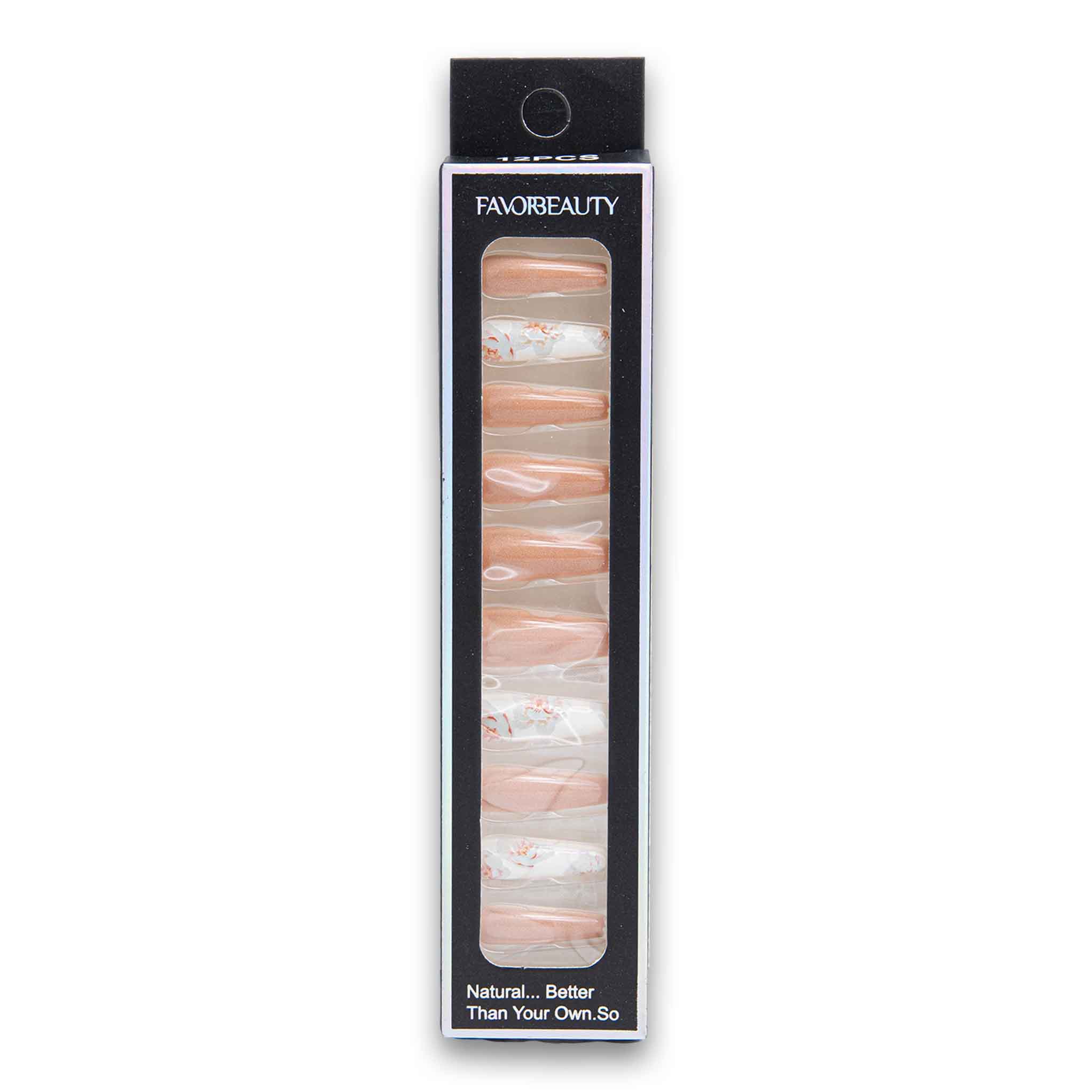 Artificial Natural Nail Tips 12 Piece Assorted Colors - Favor Beauty ...