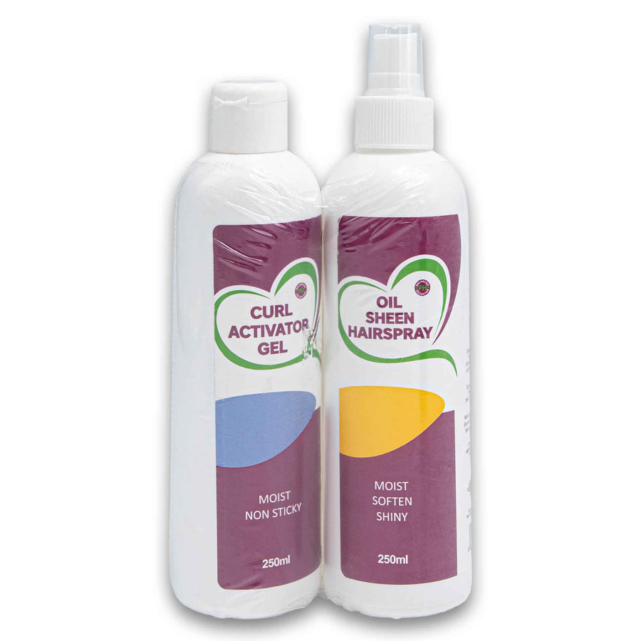 Hair Curl Activator Gel 250ml + Oil Sheen Hair Spray 250ml Combo ...