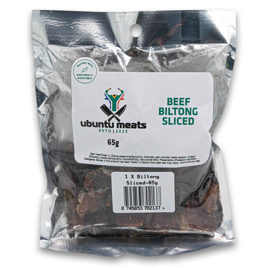 Beef Biltong Sliced 65g - All-Natural Snack by Ubuntu Meats – Cosmetic ...