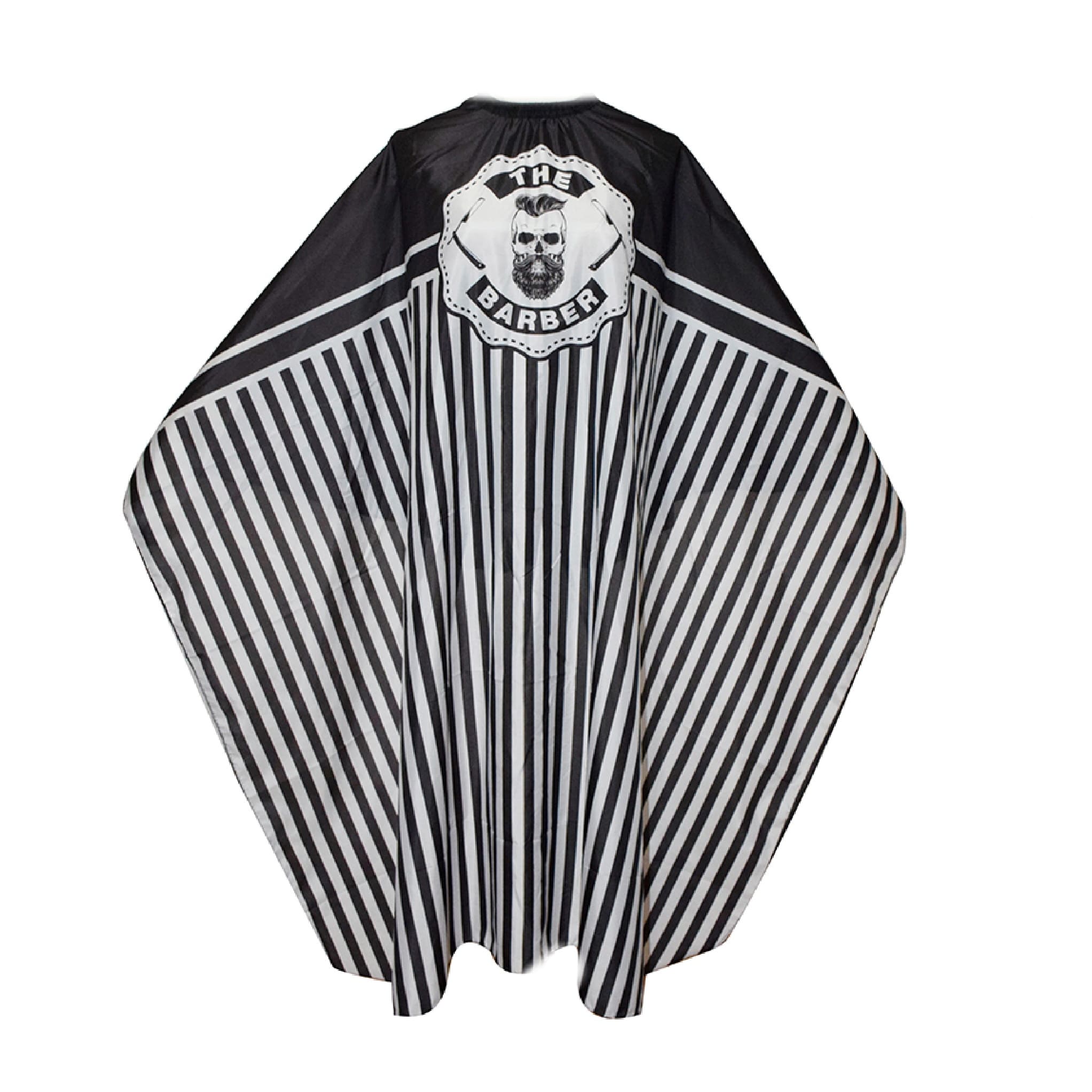 The Barber Cape with Metal Hook Neck Adjustment Black & White ...