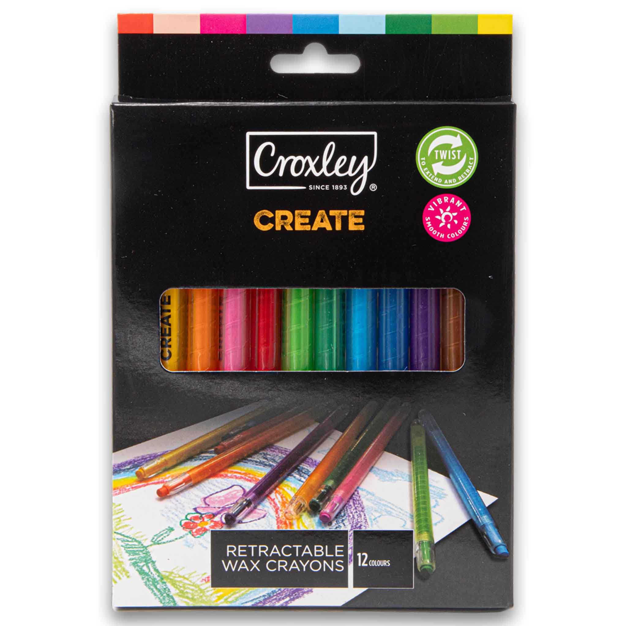 Retractable Wax Crayons Twist Vibrant 12 Colours Set – Cosmetic Connection