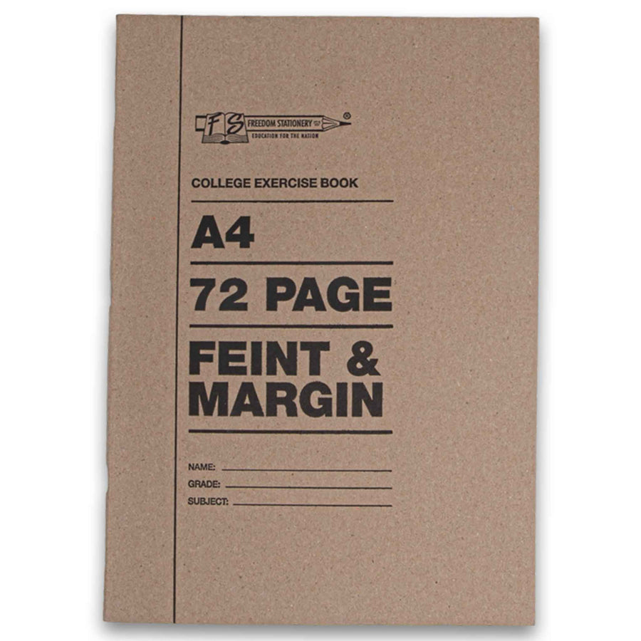 College Exercise Book A4 Feint & Margin 72 Page - Quality – Cosmetic ...