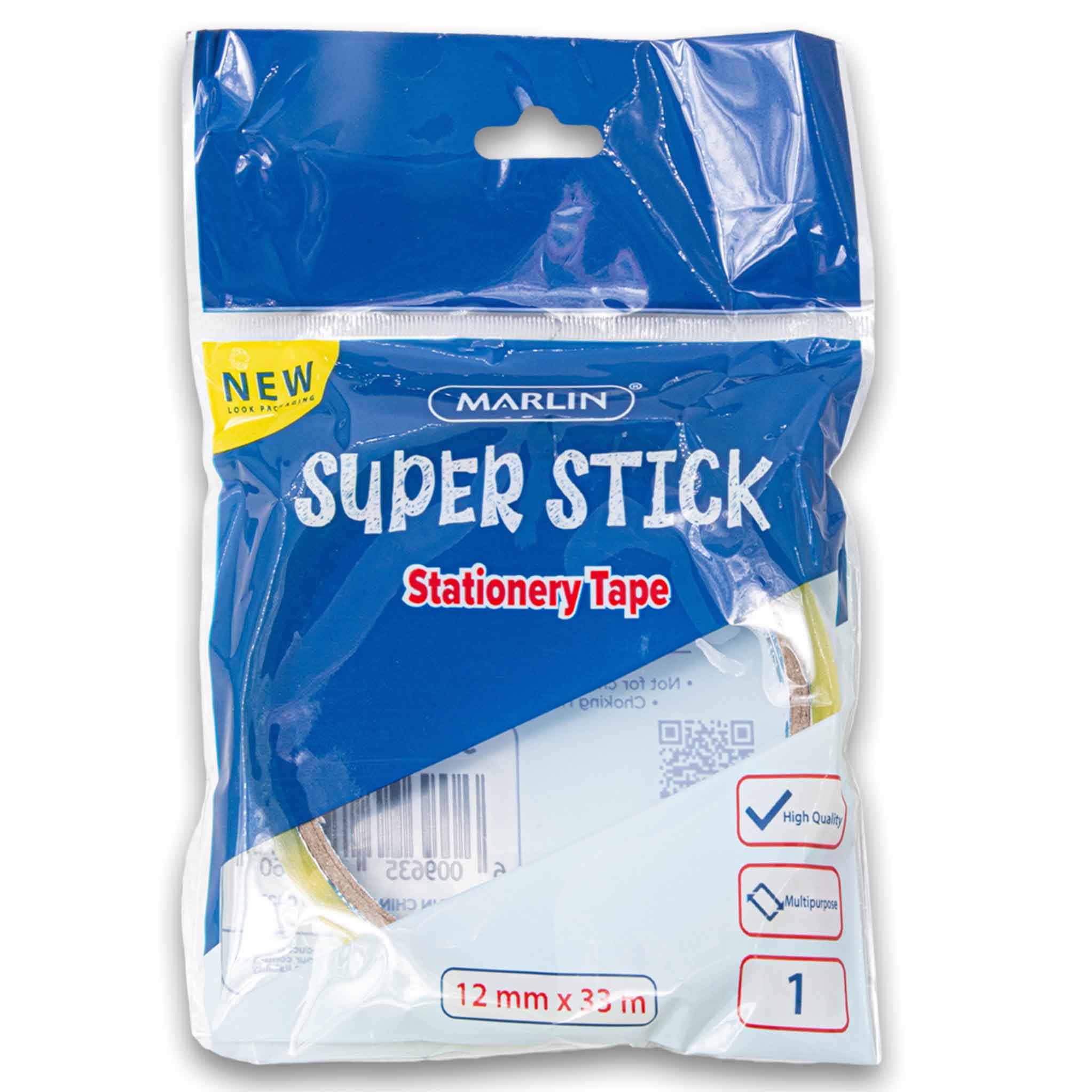 Marlin Super Stick Stationery Clear Tape 12mm x 3m Roll – Cosmetic ...