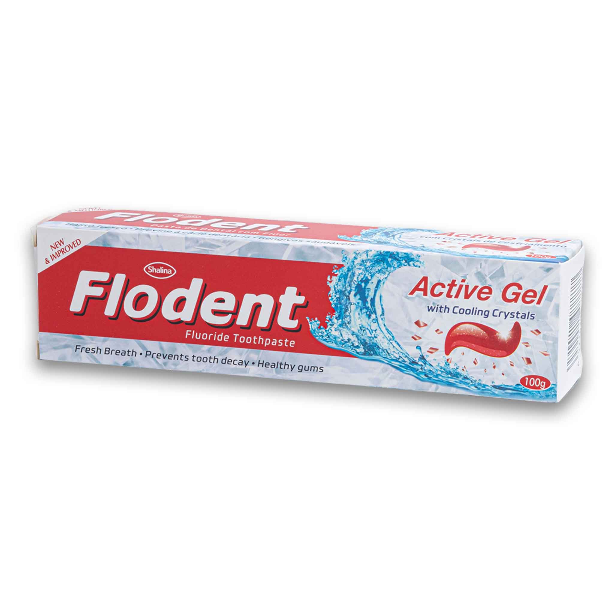 Flodent Fluoride Toothpaste Active Gel with Cooling Crystals 100g ...