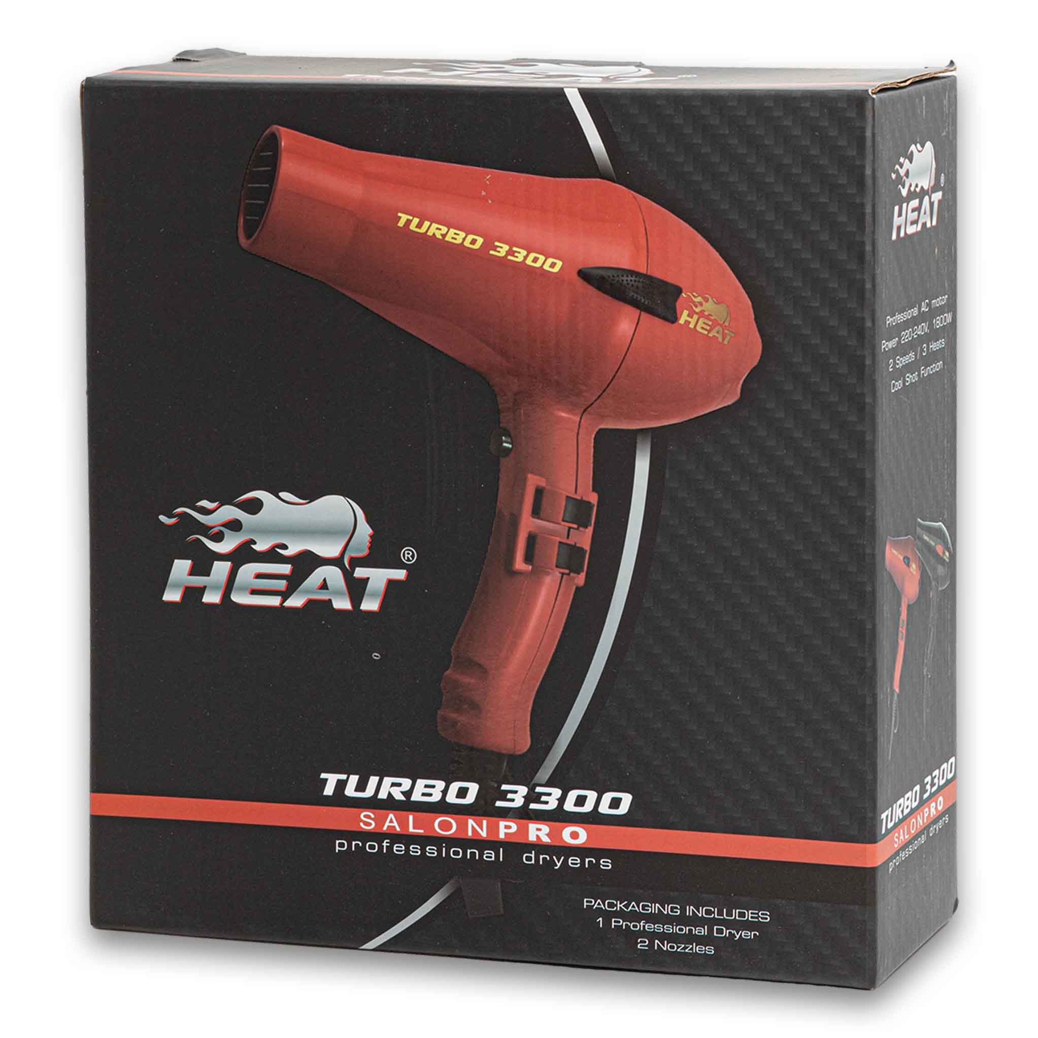 Turbo 3300 SalonPro Professional Black Hair Dryer - Fast Drying ...