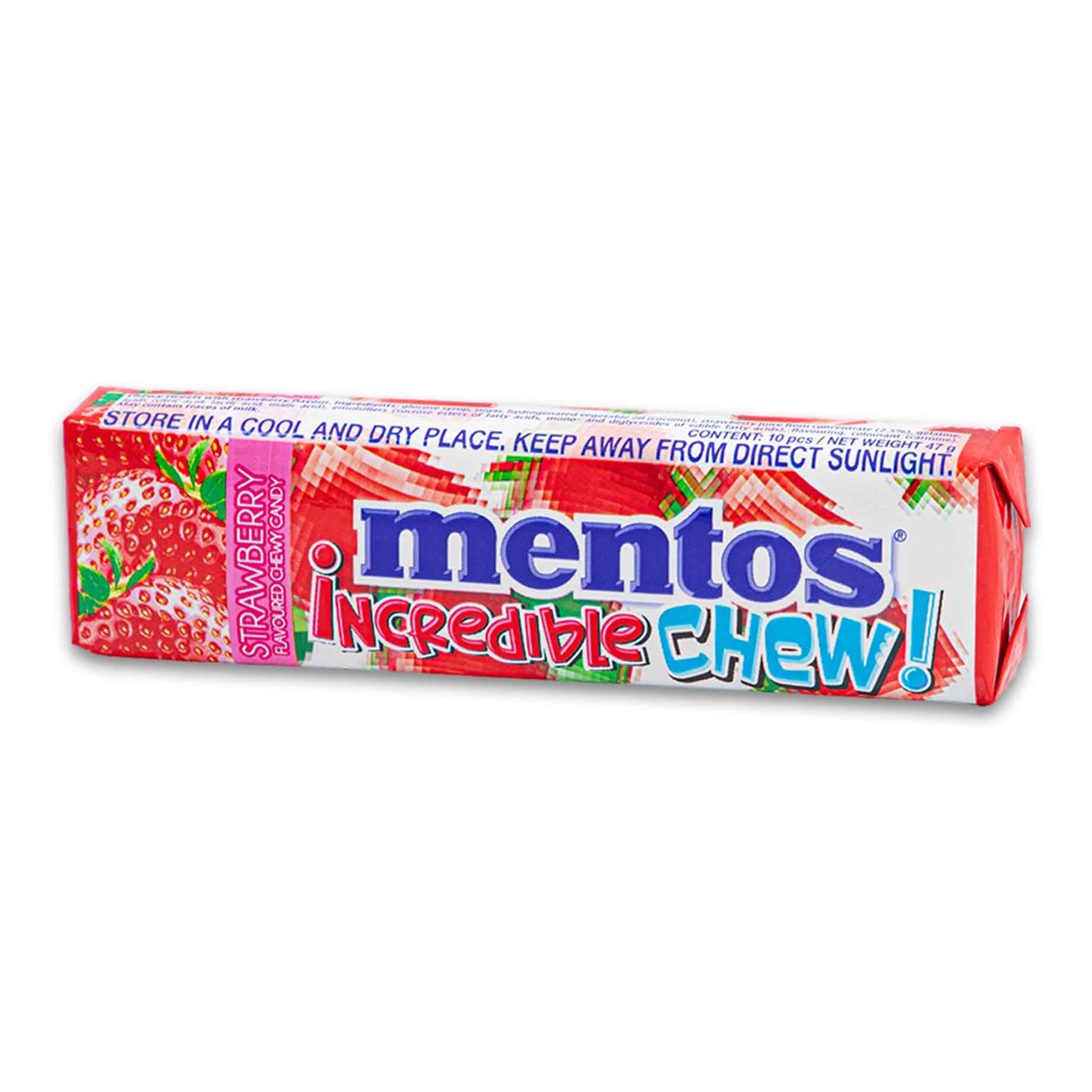 Incredible Chew Strawberry Chewy Candy 10 Pieces - Mentos – Cosmetic ...