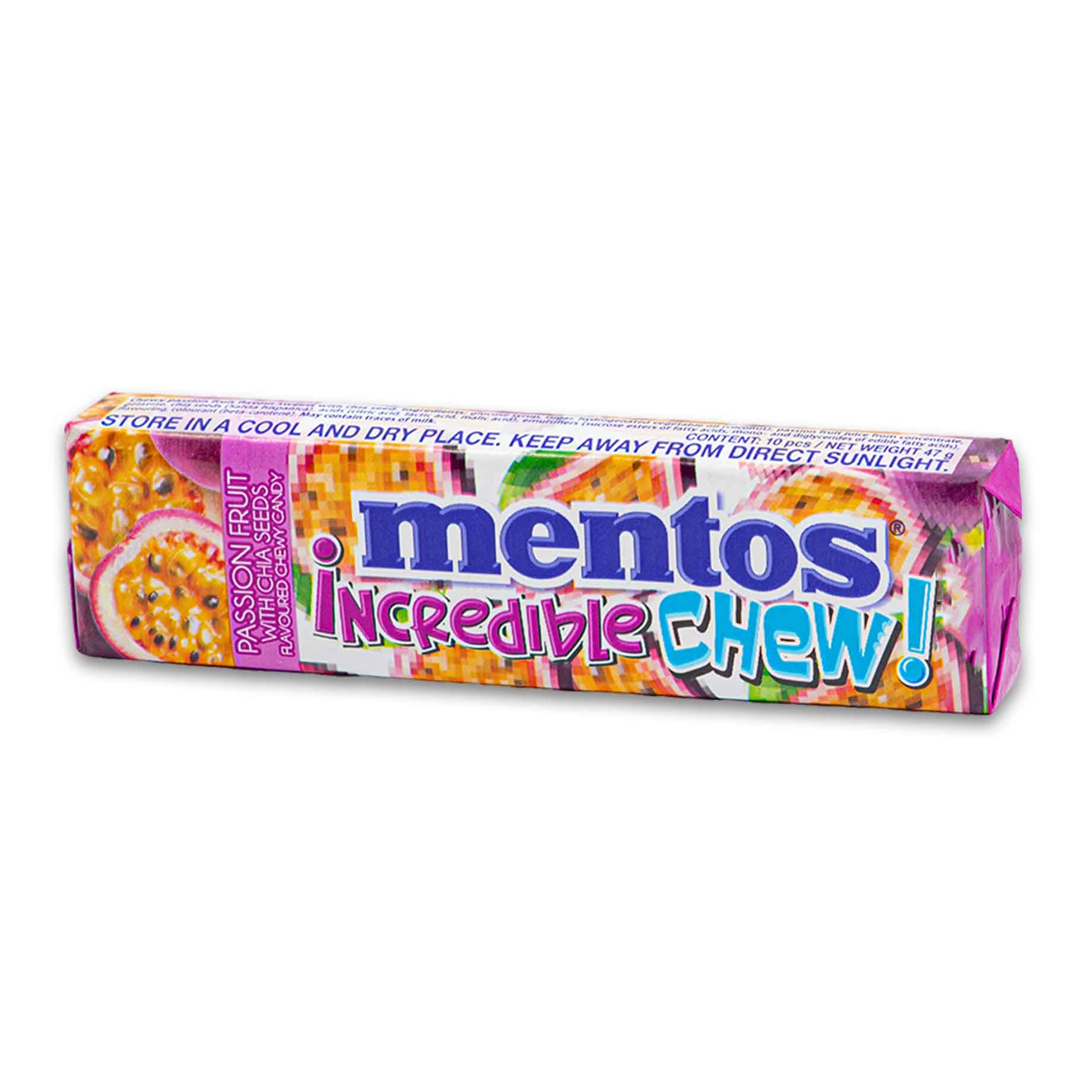 Incredible Chew Passion Fruit Chai Seed Candy - 10 Pieces | Mentos ...