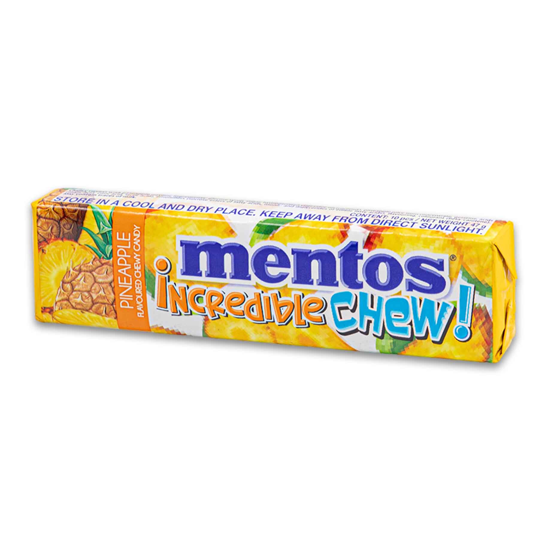 Incredible Chew Pineapple Chewy Candy 10 Pieces - Mentos – Cosmetic ...