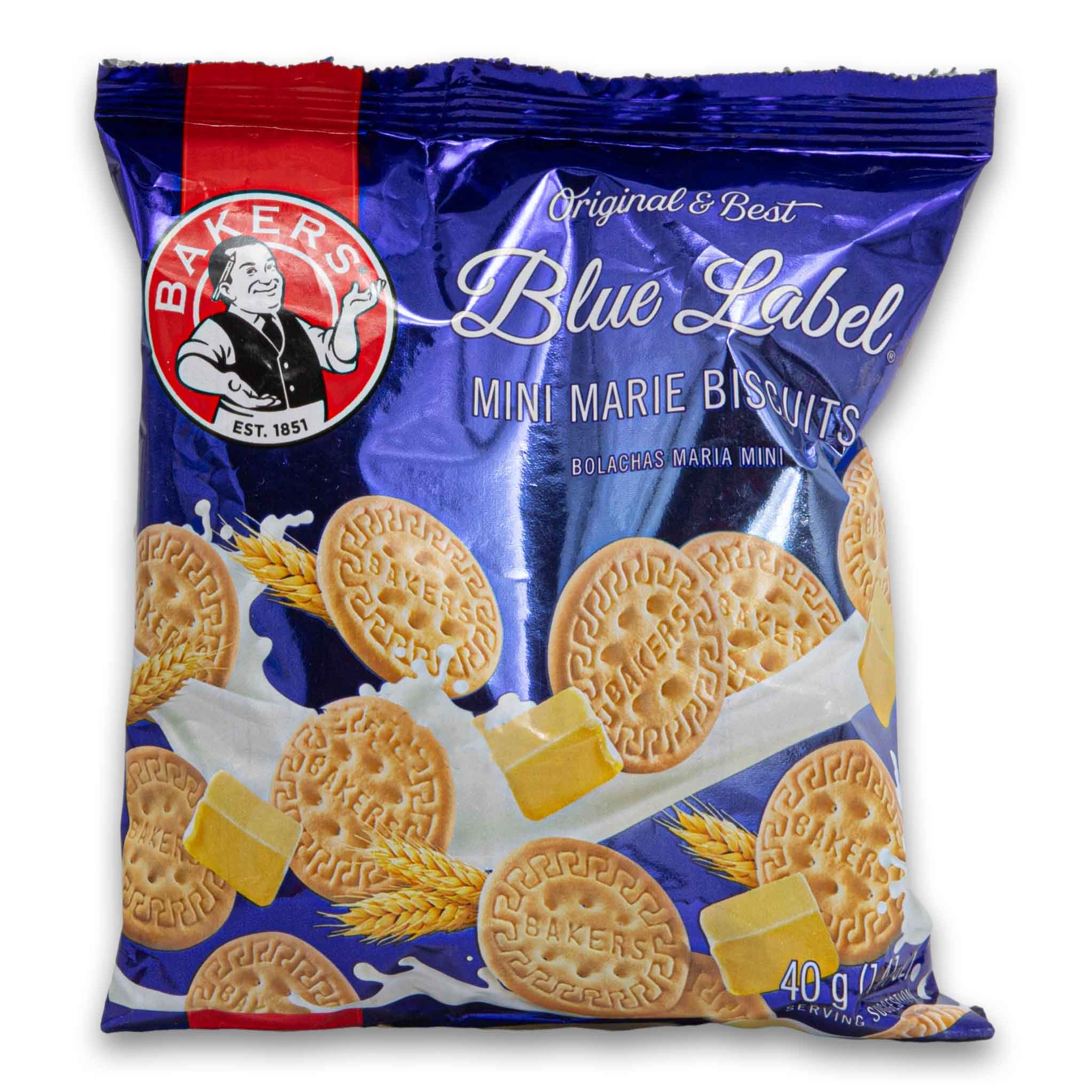 Blue Label Mini Marie Biscuits 40g | Classic Wheat Tea Biscuits | Mini ...