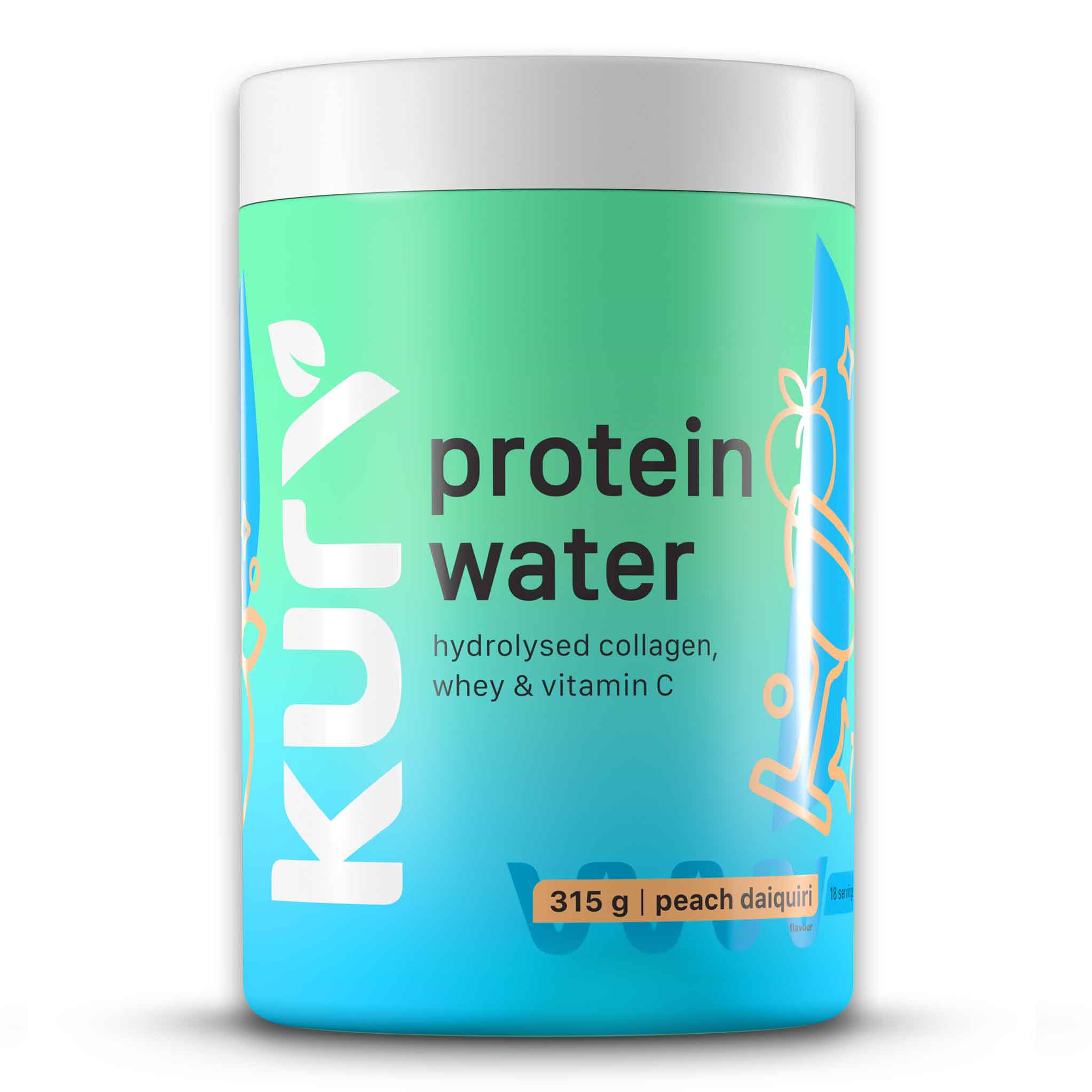 Protein Water Powder 315g Peach Daiquiri | Hydrolysed Collagen Whey Pr ...