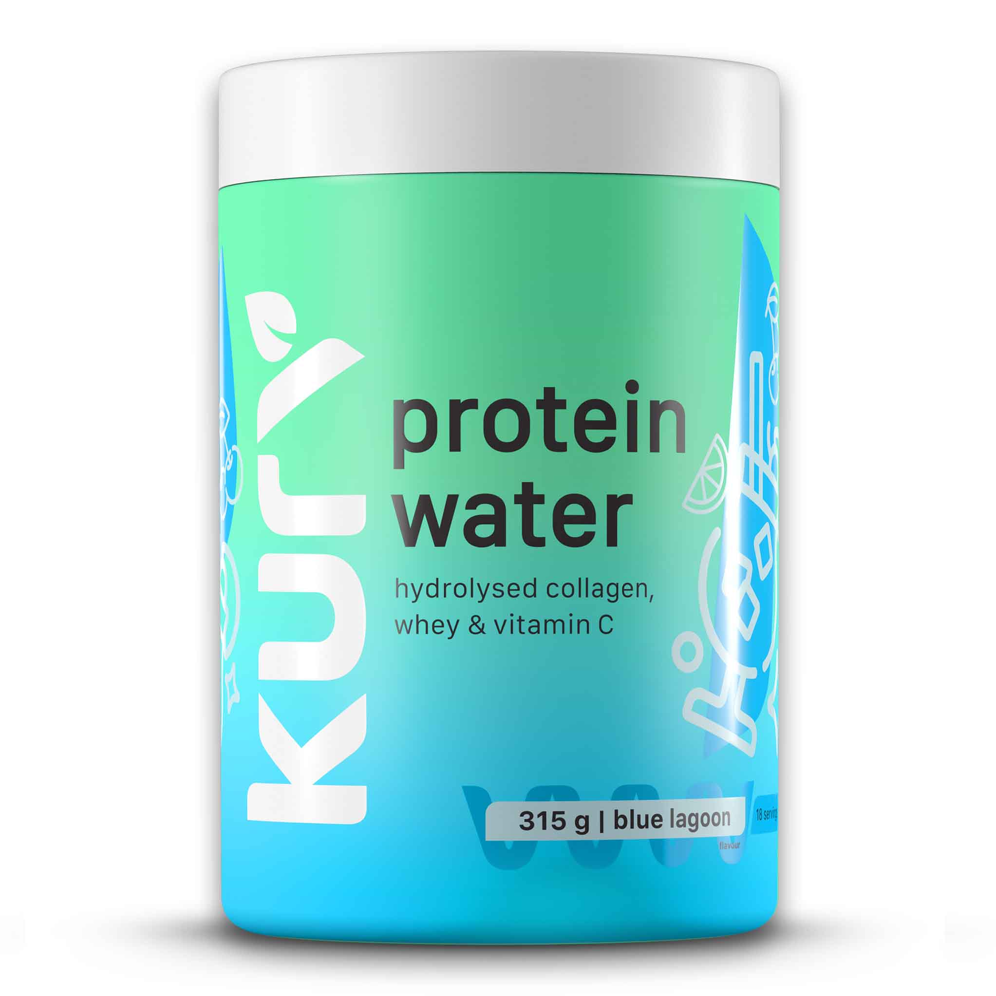 Protein Water Powder 315g Blue Lagoon | Hydrolysed Collagen Whey Prote ...