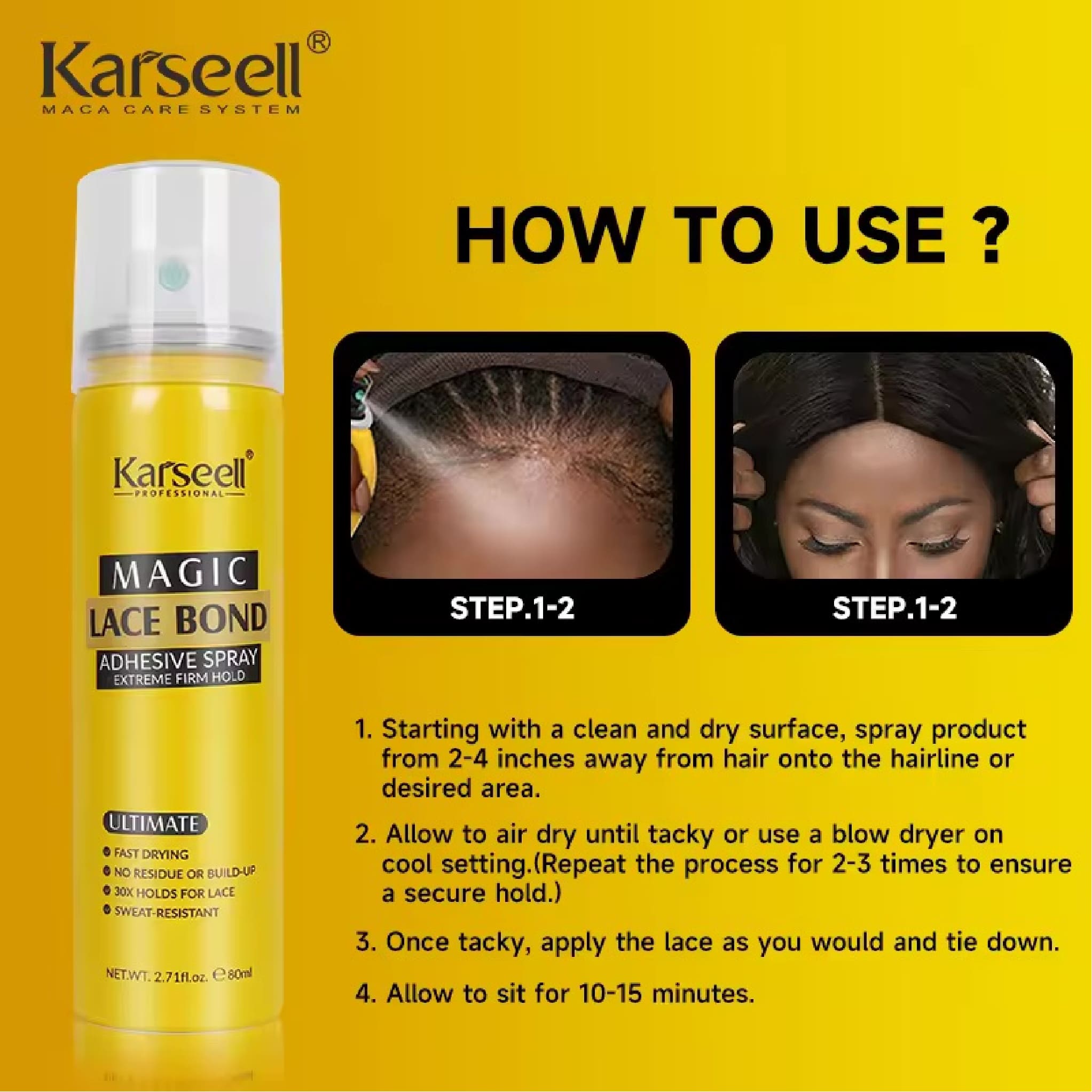 Magic Lace Bond Adhesive Spray 180ml | Extreme Firm Hold Fast Drying ...