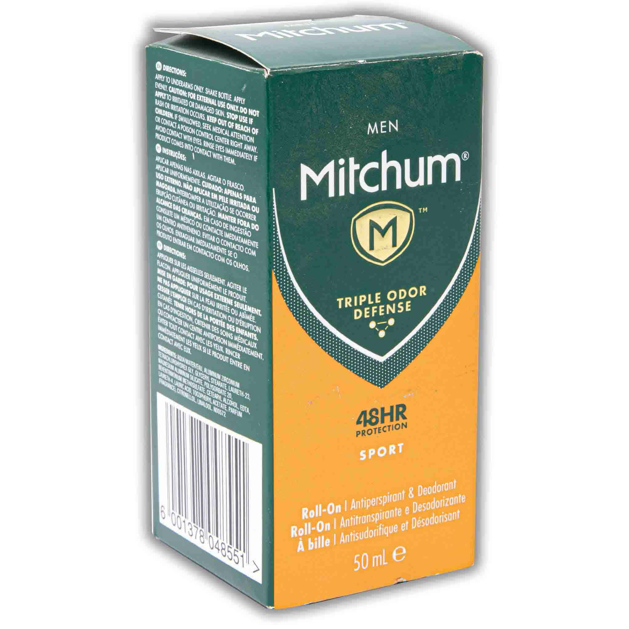 Men Triple Odor Defense Roll On 50ml - 48 Hour Protection | Mitchum ...