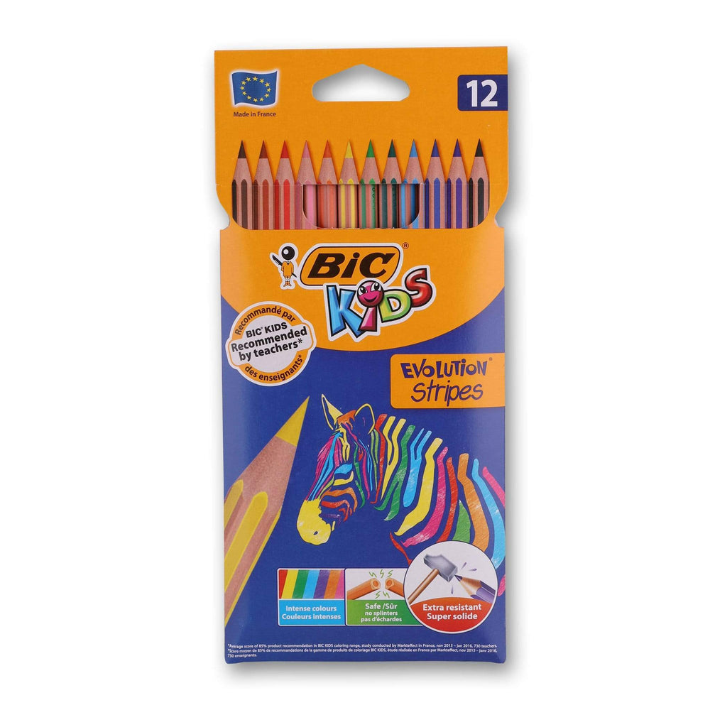 Kids Evolution Stripes Coloring Pencils 12 Pack - BIC – Cosmetic Connection
