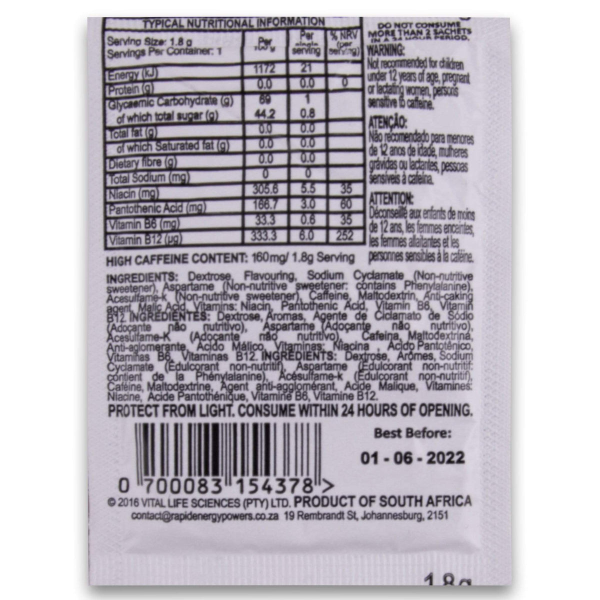 Rapid Energy Powder 1.8g - Berry Flavor | Lasts 5 Hours – Cosmetic ...