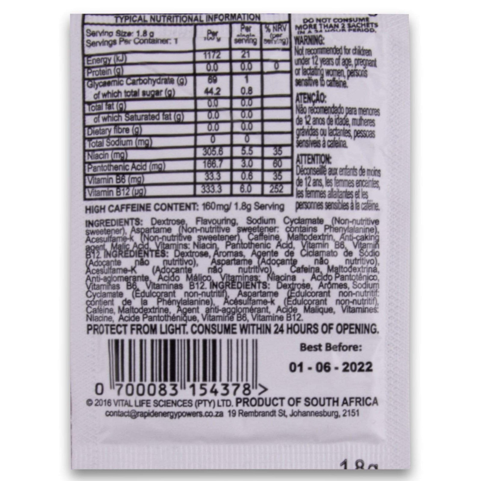 Rapid Energy Powder 1.8g - Berry Flavor | Lasts 5 Hours – Cosmetic ...