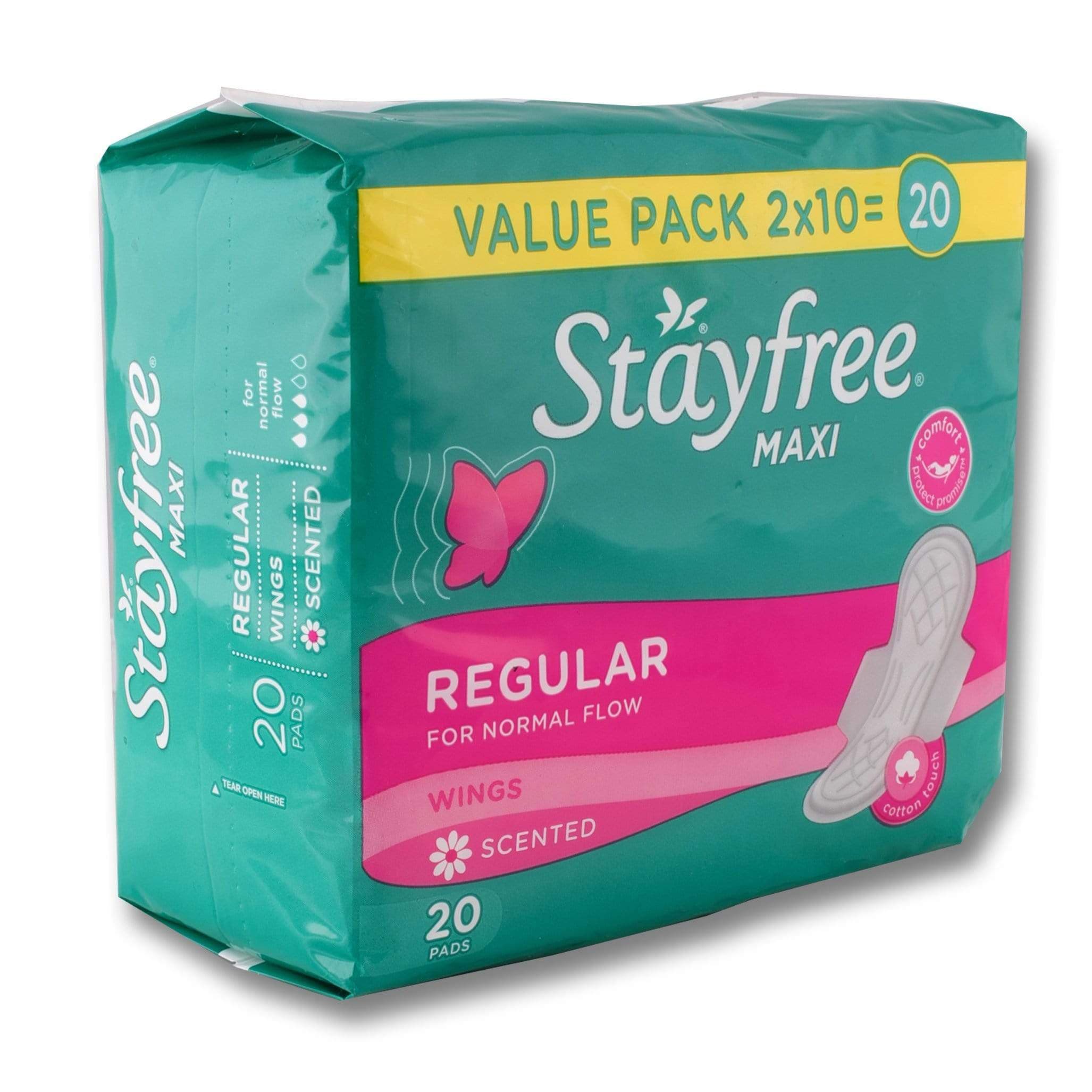 Maxi Pads with Wings Regular Value Pack 20s - Stayfree – Cosmetic ...
